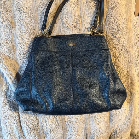 Coach | Bags | Coach Navy Blue Leather Handbag | Poshmark